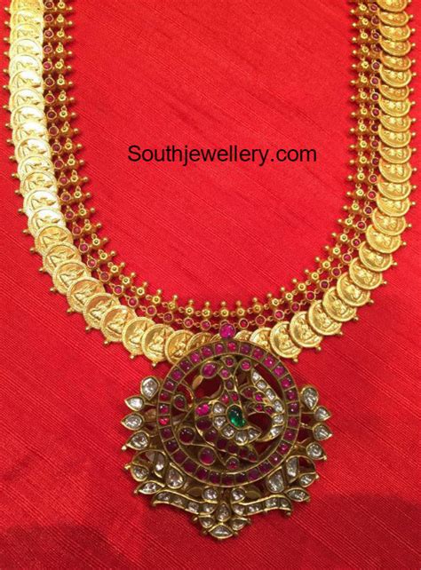 Lakshmi Kasu Haram With Kundan Pendant Indian Jewellery Designs