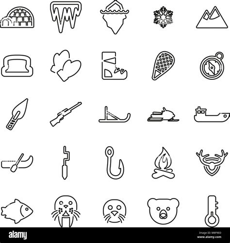 Eskimo Culture And Equipment Icons Thin Line Vector Illustration Set Stock Vector Image And Art Alamy