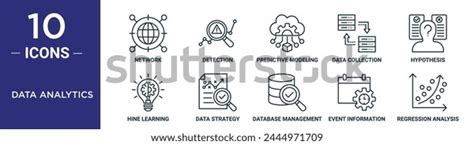 Data Analytics Outline Icon Set Includes Stock Vector Royalty Free