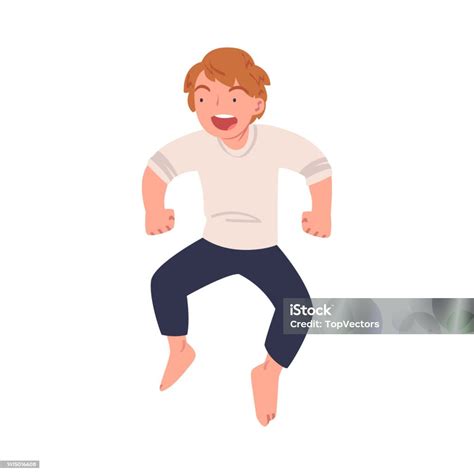 벡터 일러스트 레이 션을 놀고 속이는 재미를 가진 시끄러운 어린 소년 감정에 대한 스톡 벡터 아트 및 기타 이미지 감정