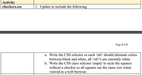 Solved Page Of A Write The Css Selector So Each Td Chegg