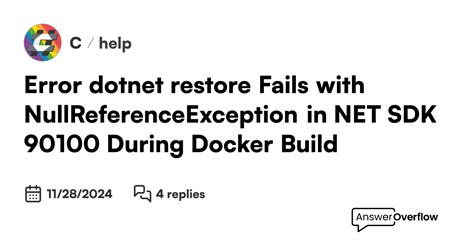 Error Dotnet Restore Fails With Nullreferenceexception In Net Sdk 90