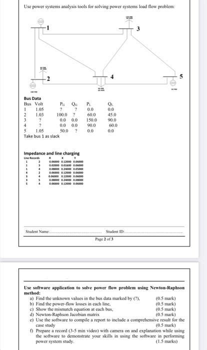 solved use power systems analysis tools for solving power