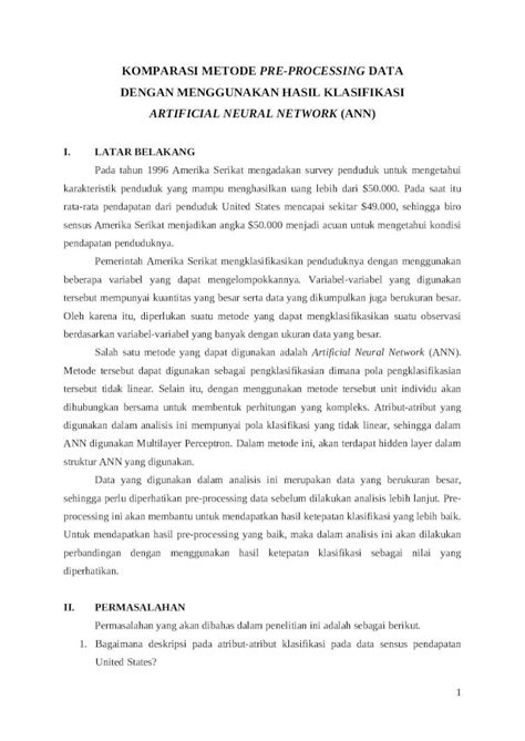 Docx Komparasi Metode Pre Processing Data Dengan Menggunakan Hasil