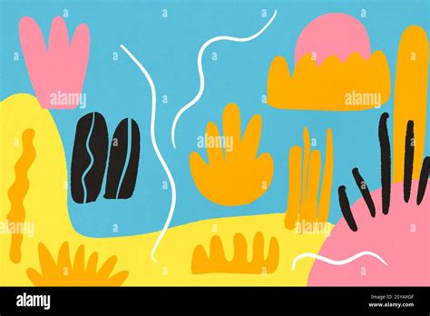 A Vibrant Abstract Illustration Featuring A Serene Landscape Motif