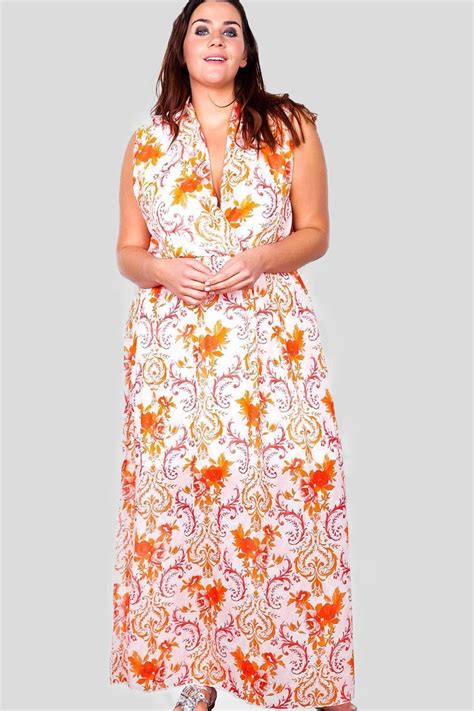 Maya Plus Size Orange Flower Dress 16 26 Plus Size Dresses Plus Sizes
