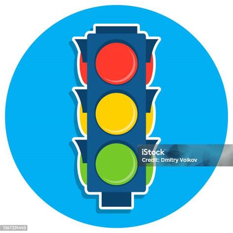Feu De Signalisation Icône De Feu De Circulation Sur Fond Bleu Avec Un