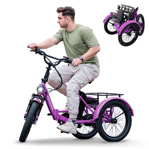 Mooncool Tk1 Folding Electric Tricycle With Rack Bags 750w Motor 48v