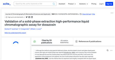 Citation Report Validation Of A Solid Phase Extraction High