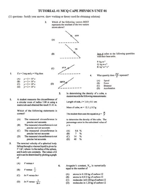 Tutorial 1 Mcq Physics U1 Pdf