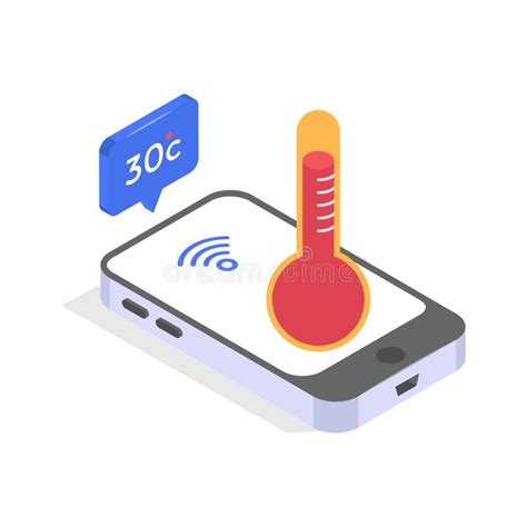 Icon Of A Temperature Sensor Connected Via Iot To A Phone Stock Vector Illustration Of Device