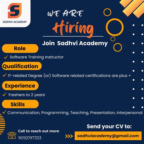 Sadhvi Academy On Linkedin Hiringnow Technicalinstructor Python