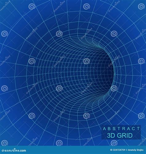 Abstract Wireframe Background Torus Mesh With Hole Wormhole 3d Grid