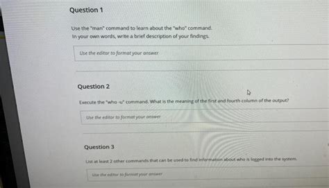 Solved Use The Man Command To Learn About The Who