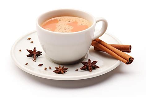 Sip Of Spice Zesty Masala Chai On White Background Healthy Photography