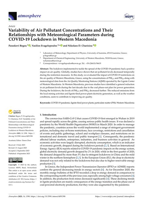 Pdf Variability Of Air Pollutant Concentrations And Their