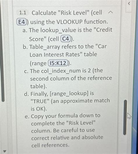 Solved Calculate Risk Level CellE Using The Chegg