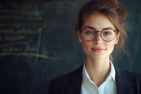 Female Teacher With Glasses In The Classroom Premium Ai Generated Image