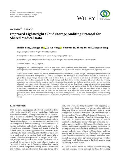Pdf Improved Lightweight Cloud Storage Auditing Protocol For Shared Medical Data