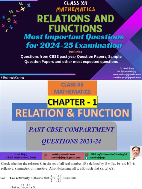 1 Class Xii Relations And Functions Most Important Questions For 2024 25