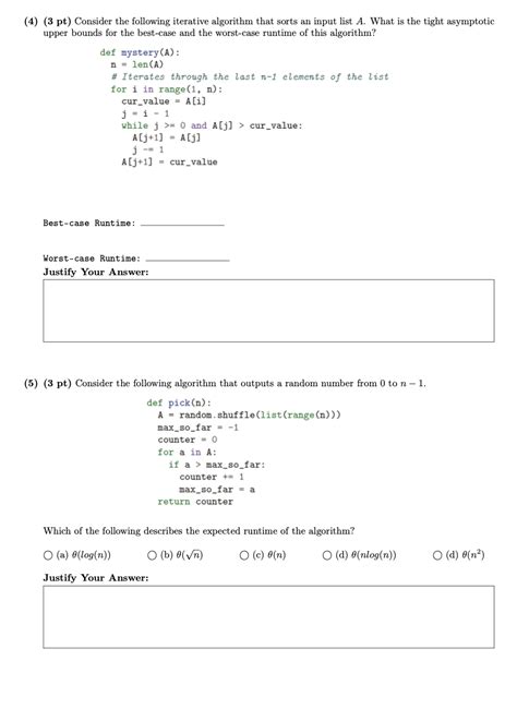 Solved 4 3 Pt Consider The Following Iterative Algorithm