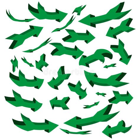 Green Arrow Icons Direction Vector Symbol Sharp Edge Shape Flat