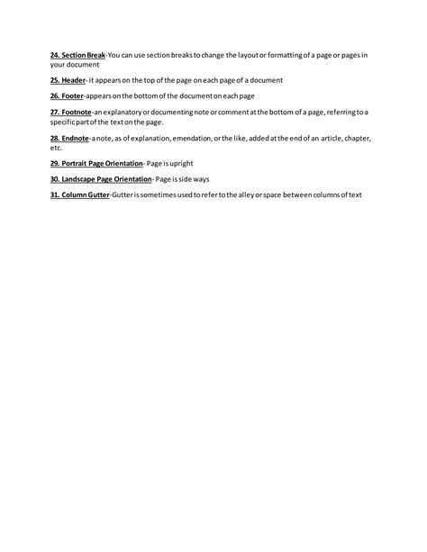 Word Processing Definitions Docx