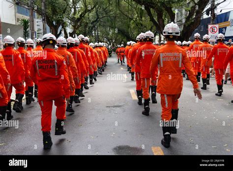 Salvador Bahia Brazil September 07 2022 Soldiers From The Bahia Fire Department Are Seen