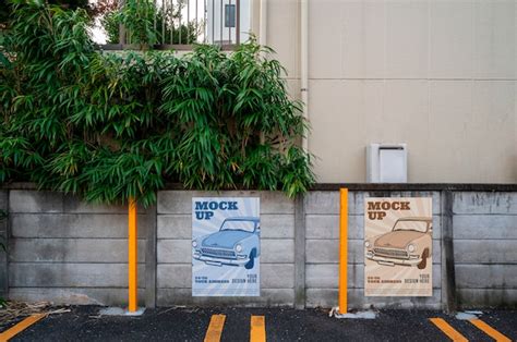 주차 공간의 포스터 모형 프리미엄 Psd 파일