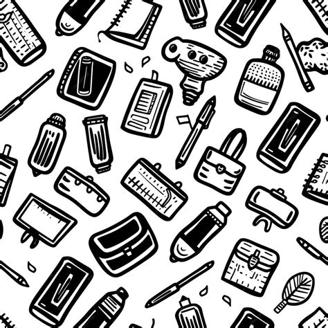 Back To School Seamless Pattern Silhouette Vector Illustration