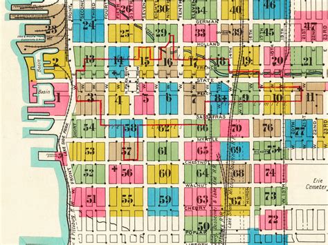 Vintage Map Of Erie Pa Erie Pennsylvania Map Erie Map Print Etsy