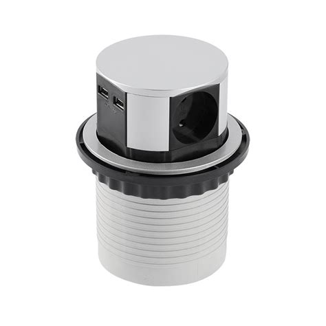 Удлинитель круглый врезной 3 розетки COMFORT (Schucko) 2xUSB 2,4A ...