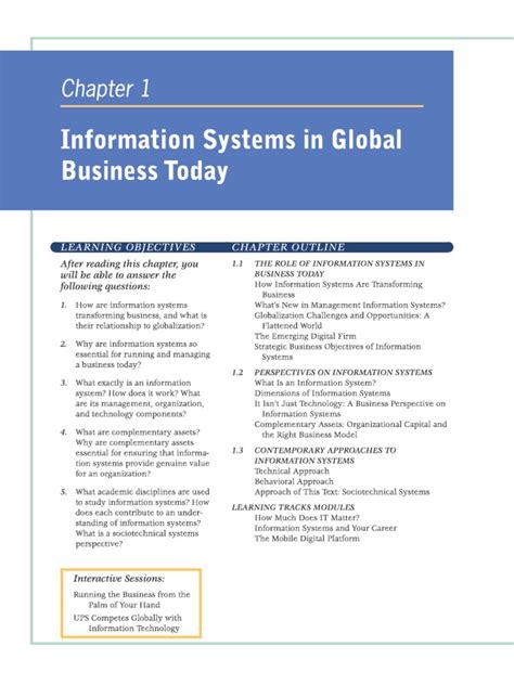 Chapter 1 Information Systems In Global Business Today Pdf I Pad