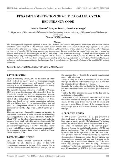 Generalized Parallel Crc Computation Pdf Computing Technology