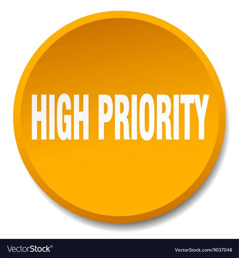 High Priority Orange Round Flat Isolated Push Vector Image
