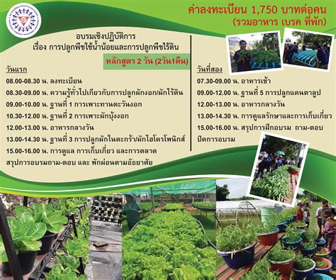 อบรมเชิงปฏิบัติการ เรื่อง การปลูกพืชใช้น้ำน้อยและการปลูกพืชไร้ดิน