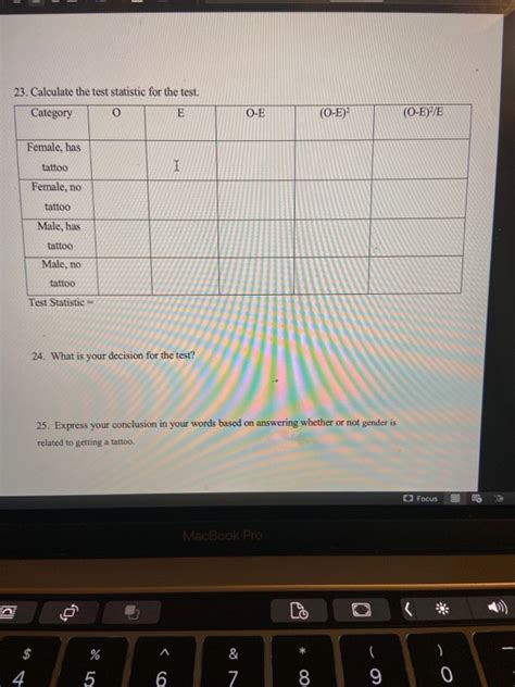 solved use the sample data below to test whether gender
