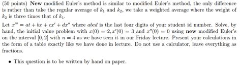 Solved Points New Modified Euler S Method Is Similar To Chegg