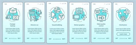 Video Production Onboarding Mobile App Page Screen Vector Template Film Making Process Movie