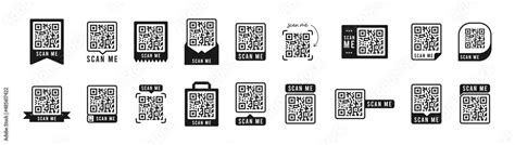 Vettoriale Stock Qr Code Set Template Of Frames For Qr Code With Text