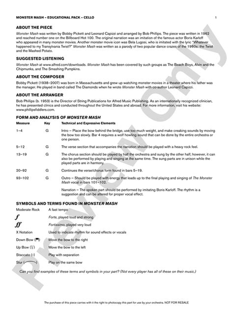 Monster Mash Cello Educational Pack Cello Educational Pack Part
