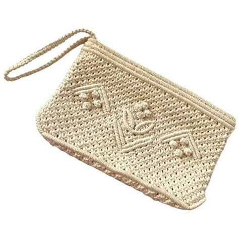 Vintage Macrame Crochet Tied Clutch Purse Bag Wristlet Gem