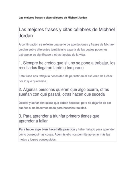 10 Frases Célebres De Michael Jordan Pdf Motivación Motivacional
