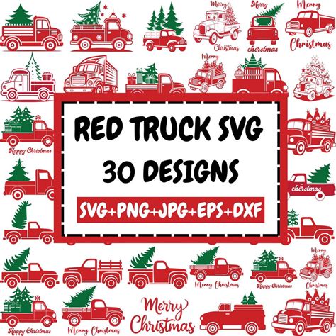 Red Truck Svg Bundle Christmas Truck Svg Christmas Tree Svg Truck
