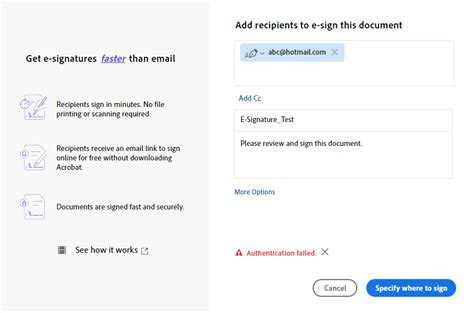 Solved Acrobat E Sign Authentication Failed Adobe Product Community