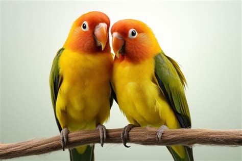 Adorables Pájaros Enamorados Agapornis Fischeri Emparejados Y Aislados
