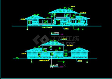 某城市的两层独立豪华别墅施工图d型别墅建筑土木在线