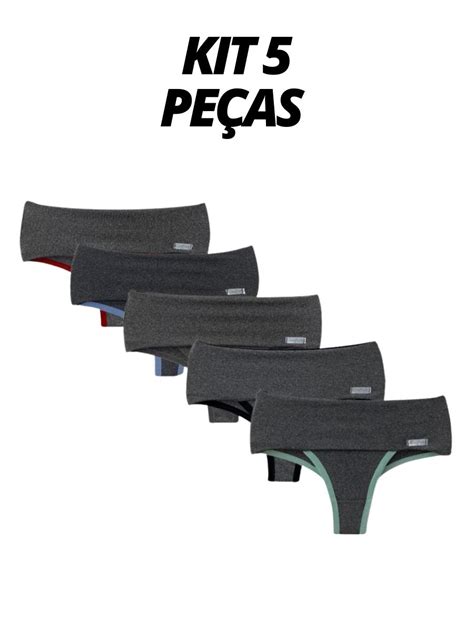 Kit Calcinhas Fitness Seca Barriga Cintura Alta