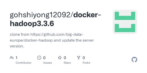 github gohshiyong12092 docker hadoop3 3 6 clone from github