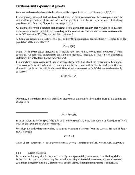 Iterations And Exponential Growth It Is Implicitly Assumed That We Have Fixed A Unit Of
